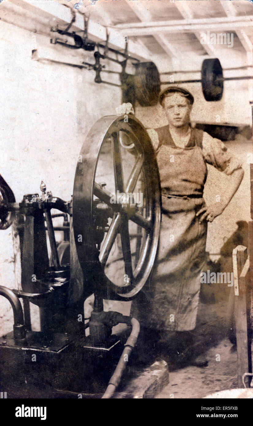 Textile Mill Worker and Machinery Stock Photo - Alamy