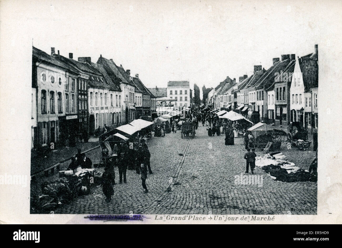 Main Square on Market Day, Steenvoorde, Nord-Pas-de-Calais Stock Photo ...