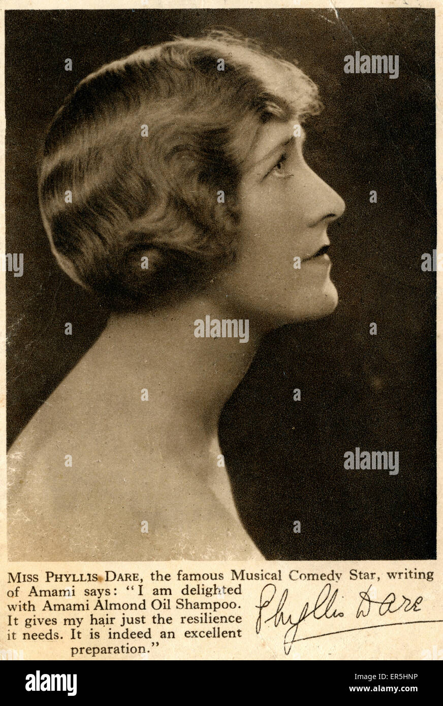 Amami Almond Oil Shampoo Advertising Postcard - Phyllis Dare Stock ...