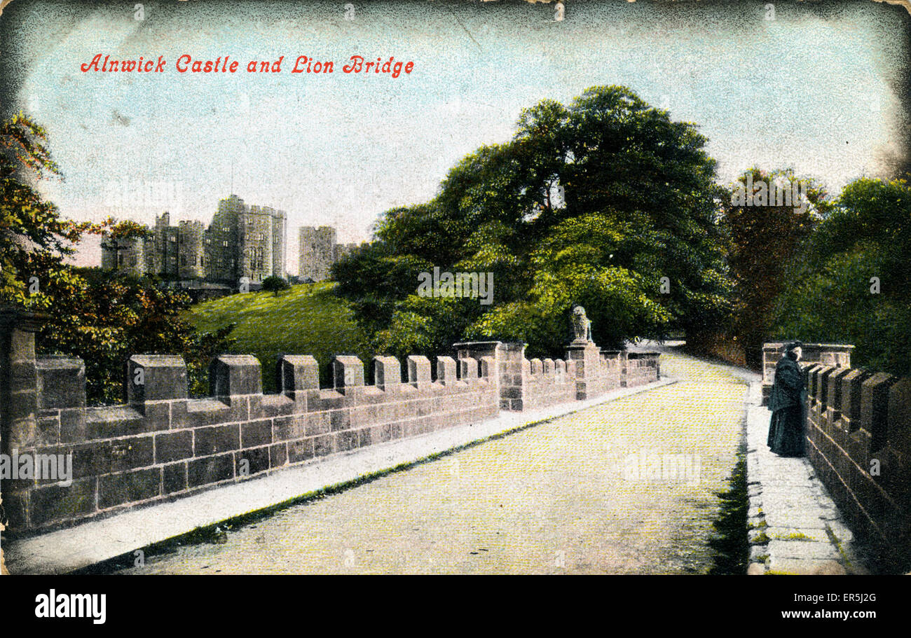 The Castle & Lion Bridge, Alnwick, Northumberland Stock Photo - Alamy