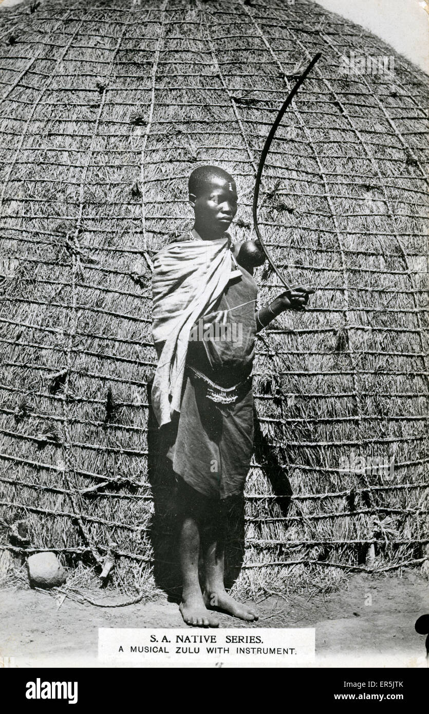 South Africa - Native Zulu with Musical Instrument Stock Photo - Alamy