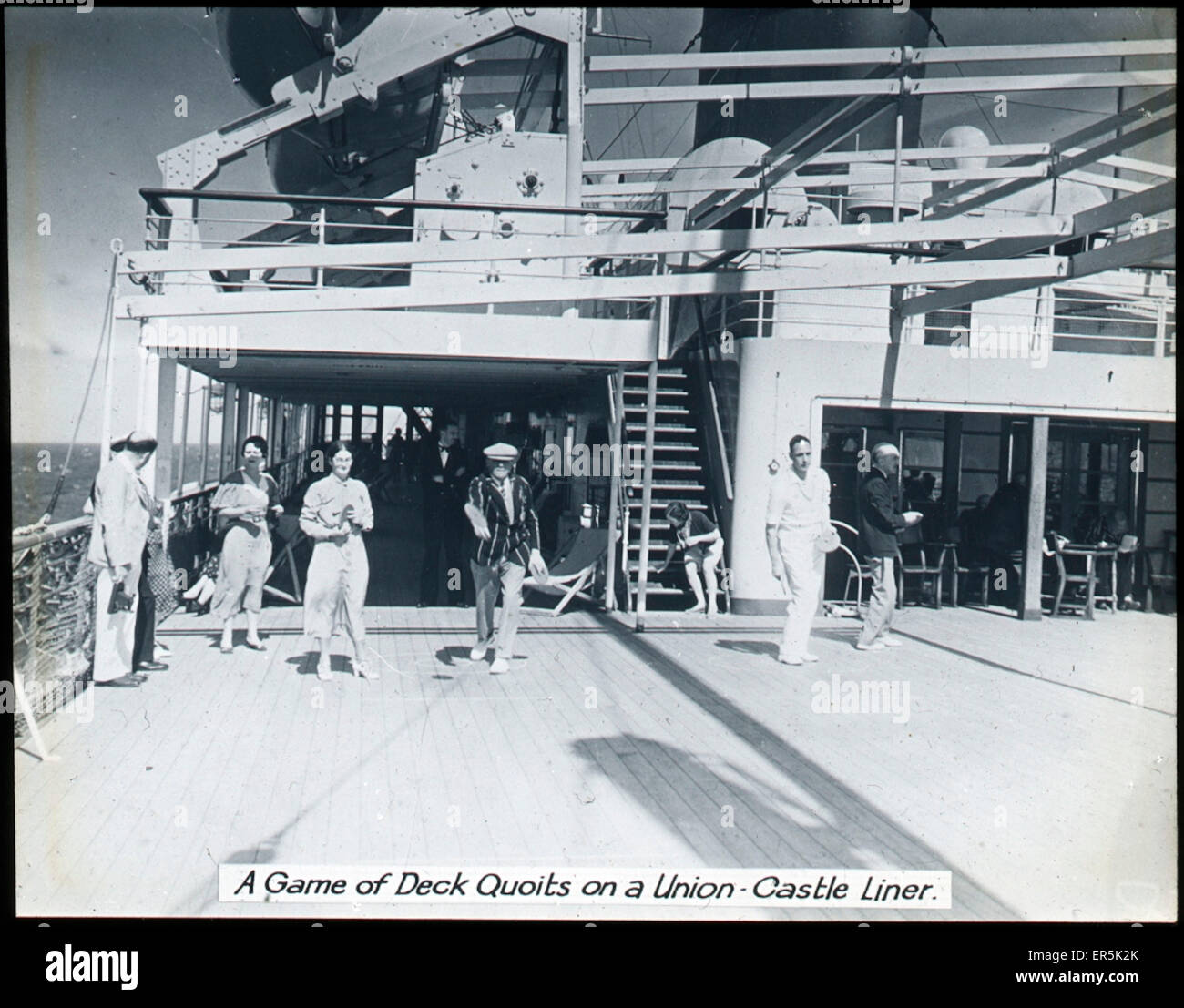 Union Castle Liner Deck, . Showing a game of deck quoits 1927 Stock ...