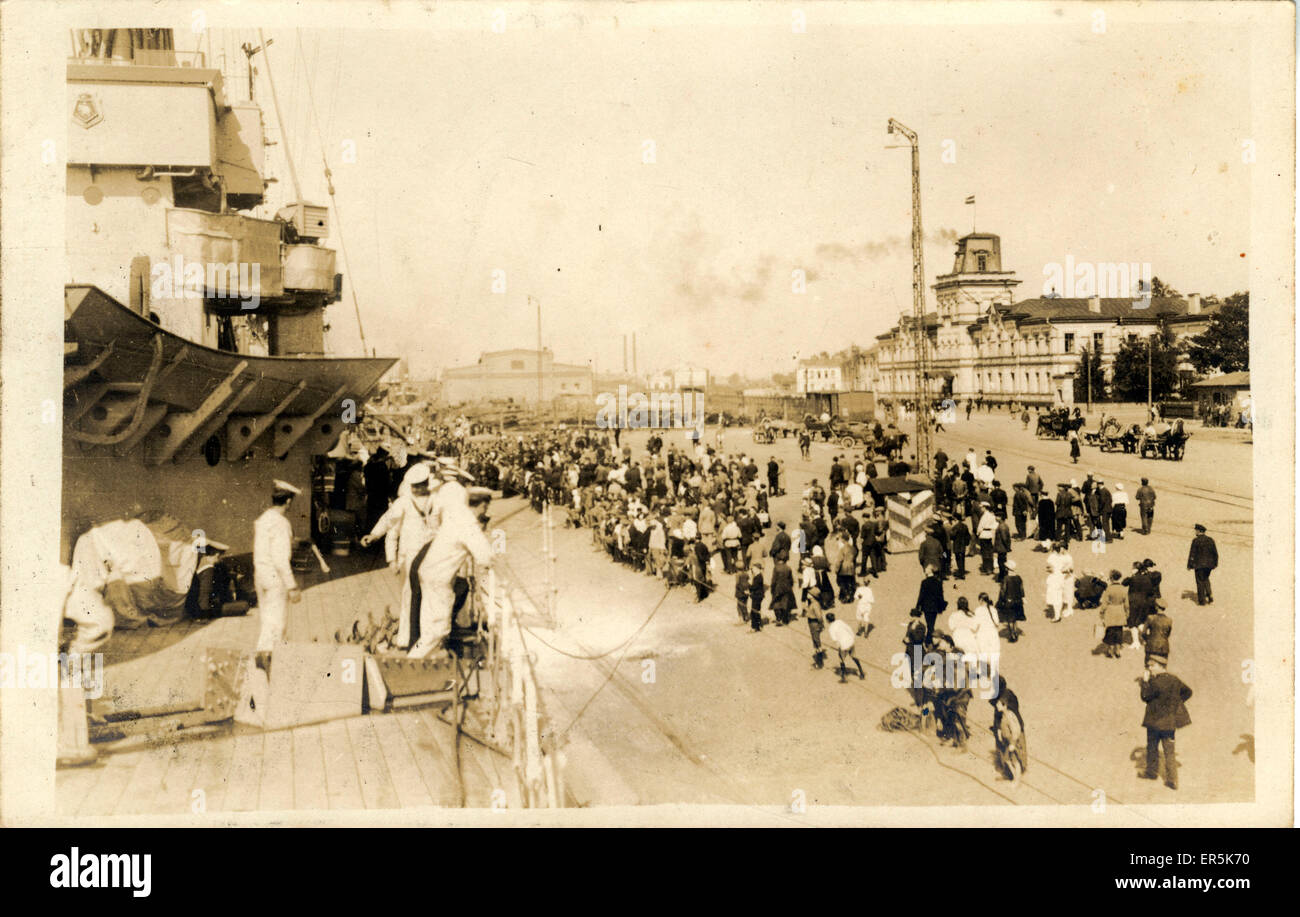 World War One Battleship HMS Dreadnought in port, Germany Stock Photo ...