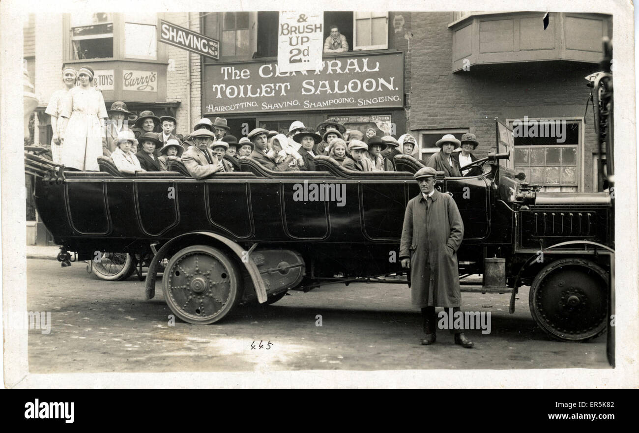 Solid Tyred ThornycroftLeyland Charabanc, Market Place, Sali Stock ...