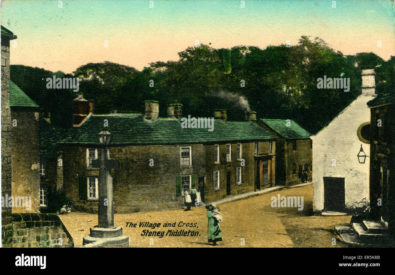 The Village & Cross, Stoney Middleton, Hope Valley, England Stock Photo ...