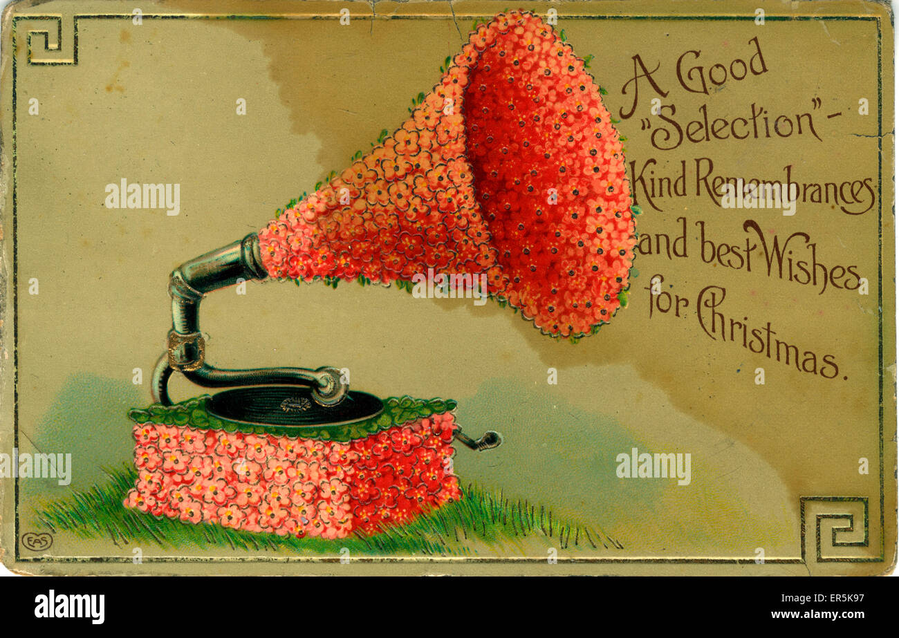 Gramophone Christmas Card, England Stock Photo - Alamy