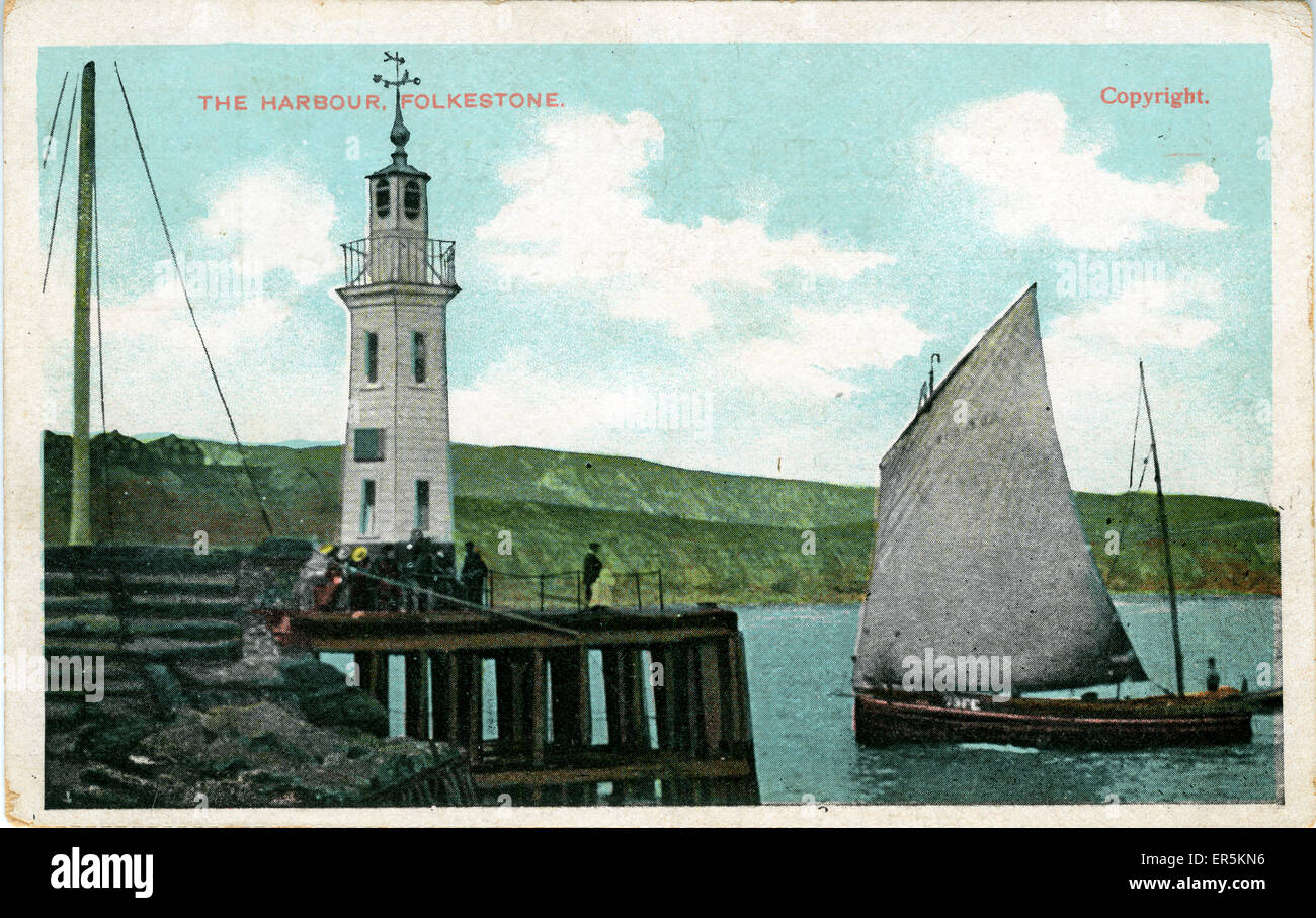 The Harbour & Lighthouse, Folkestone, England Stock Photo - Alamy