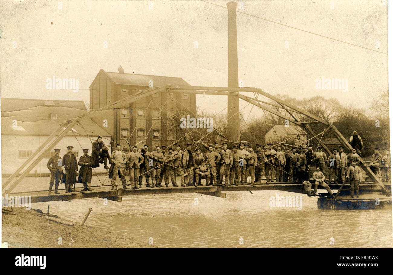 Royal Engineers Building a Bridge, Thought to be at Colchest Stock ...