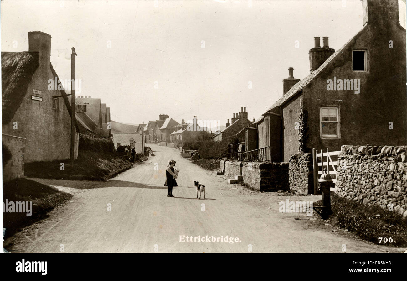 The Village, Ettrickbridge, Selkirk, Selkirkshire, England. 1912 Stock ...