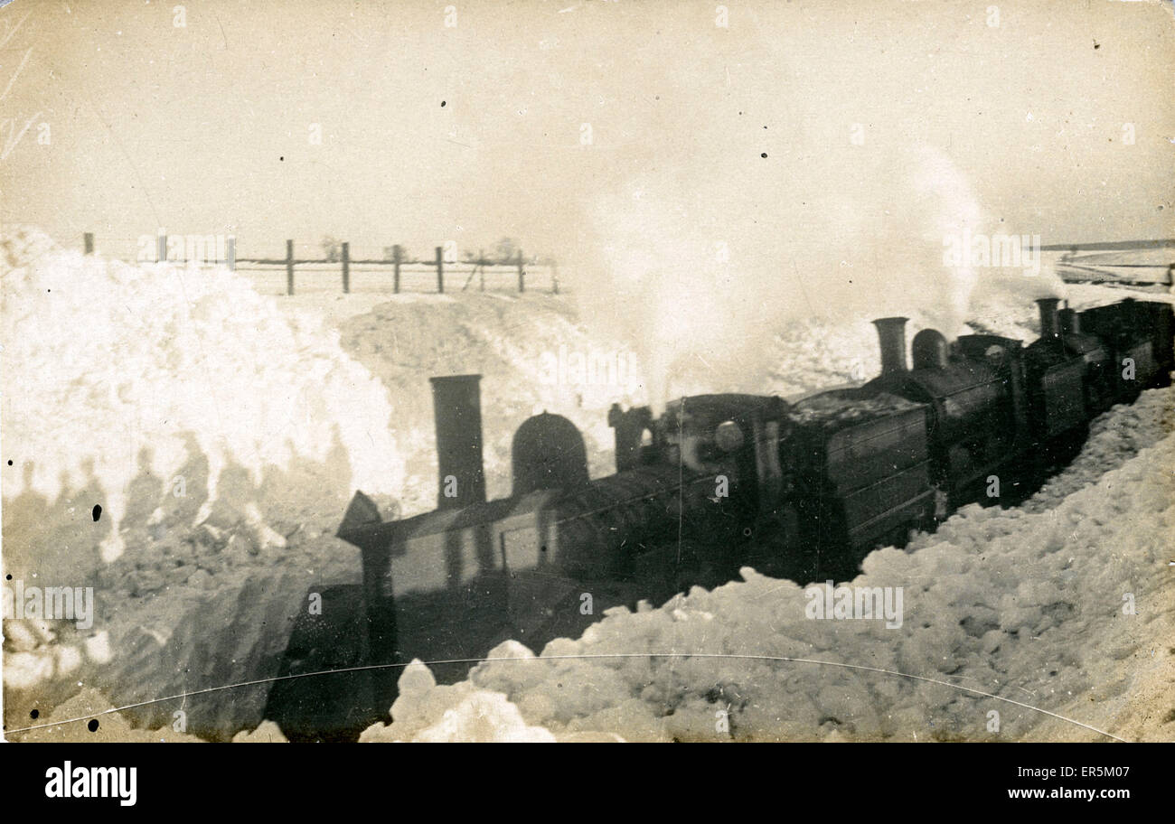 Highland Railway - Drummond Locomotives Ploughing the Snow Stock Photo ...