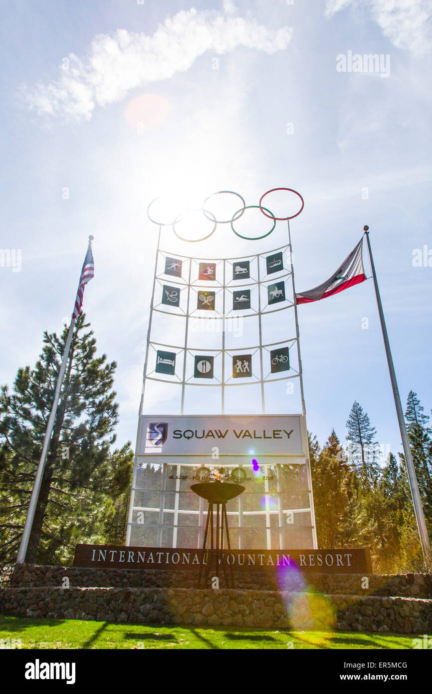 Olympic monument, Squaw Valley, Placer County, California, USA Stock ...
