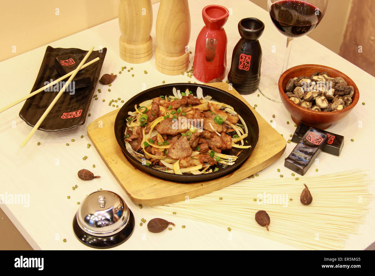 Delicious meal by chinese chef, served on a table with chinese concept ...