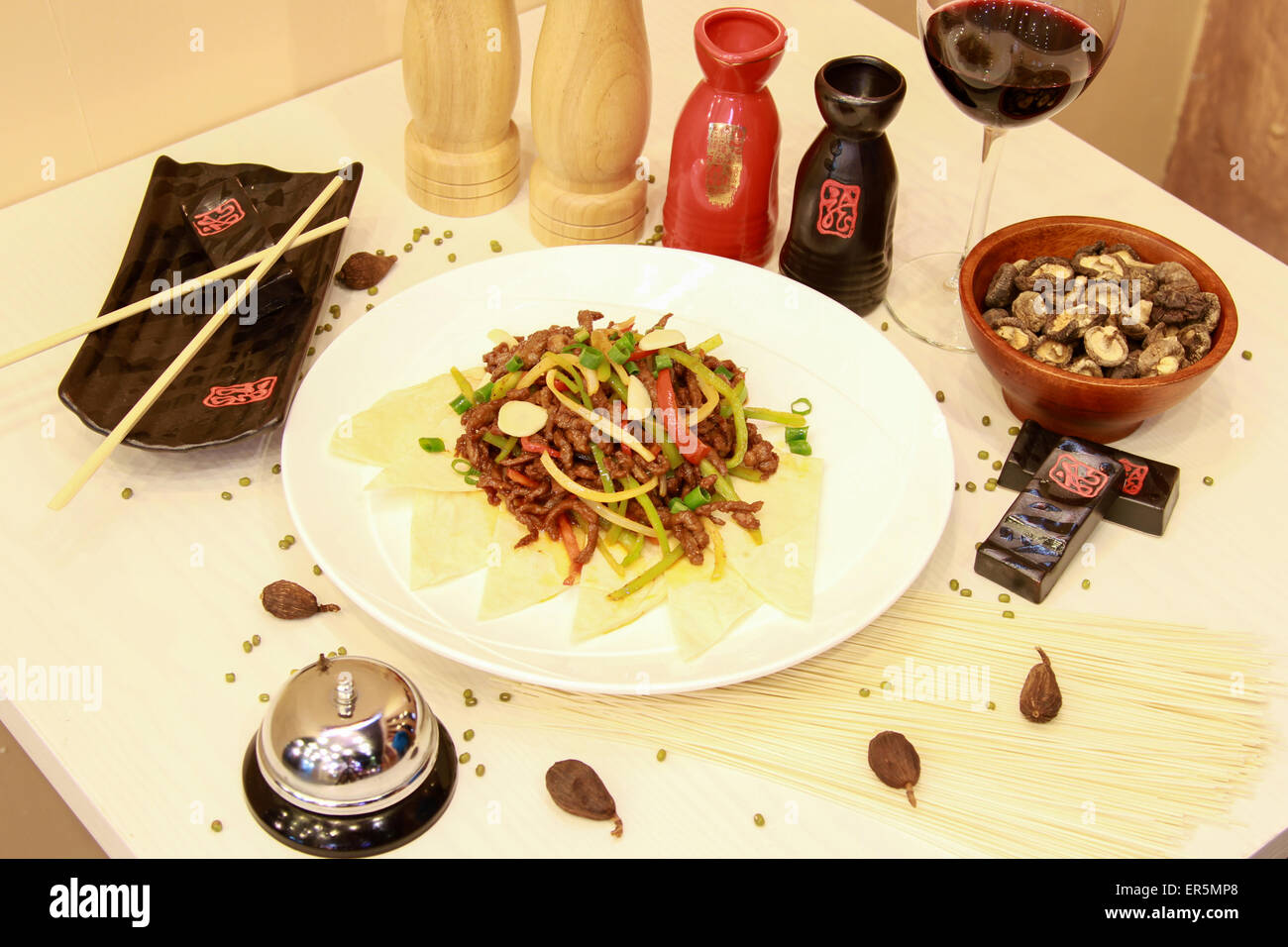 Delicious meal by chinese chef, served on a table with chinese concept ...