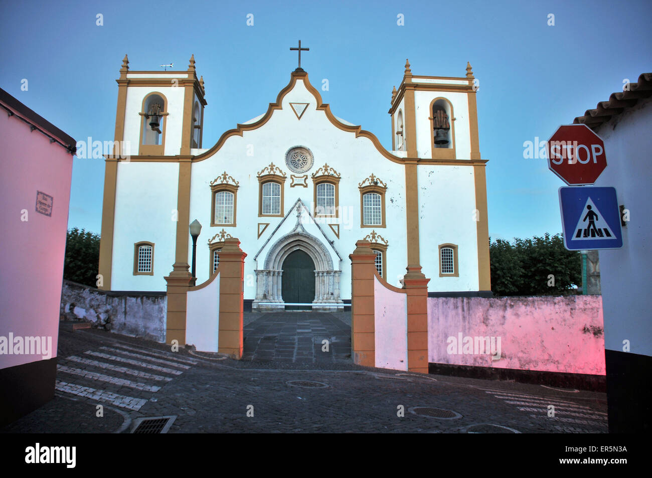 Main church of Praia da Vitoria, Island of Terceira, Azores, Portugal ...