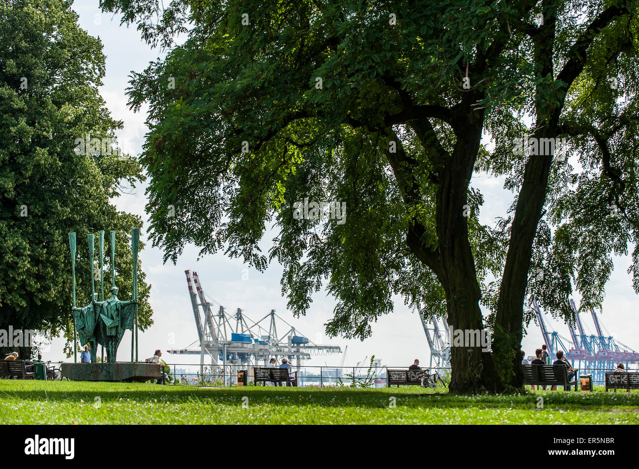 Altona terraces with Hamburg harbour in the backround, Hamburg, Germany ...