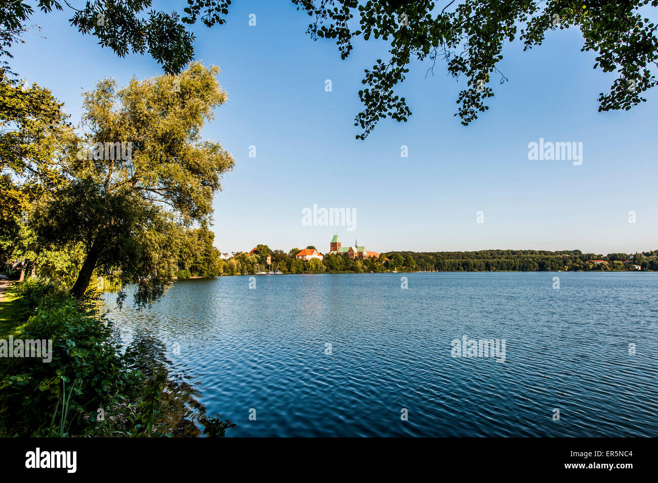 lake Ratzeburg and the cathedral of Ratzeburg, Ratzeburg, Schleswig ...