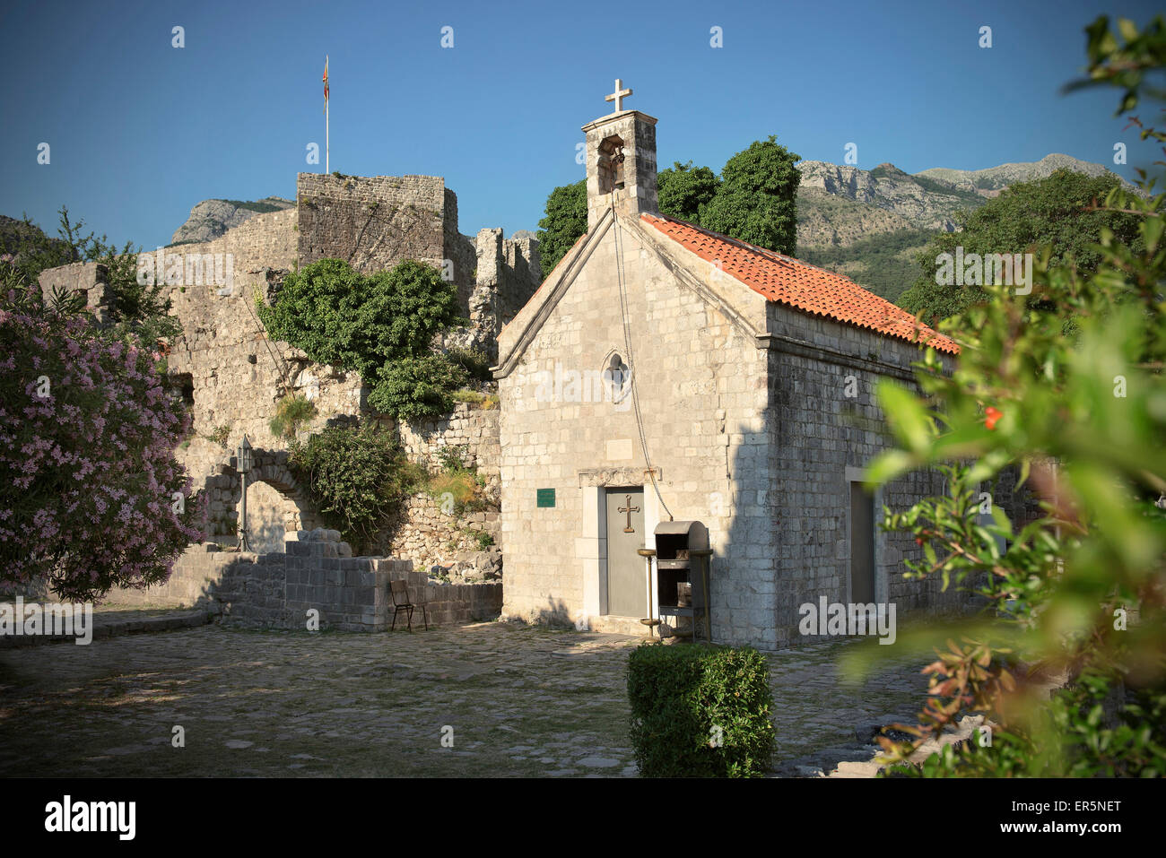 Church and fortress of Stari Bar, old town of Bar, Adriatic coastline ...