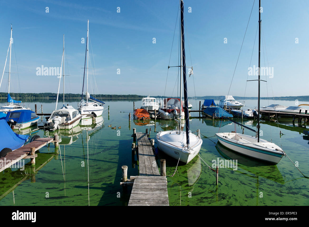 Port at lake Schwielowsee in Ferch, Havel, Brandenburg, Germany Stock ...