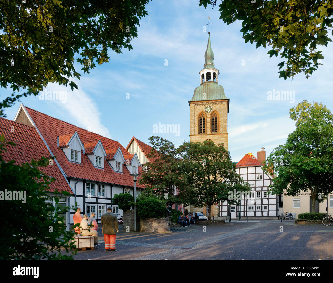 Konrad-Adenauer Square with Saint Aegidius church, Rheda-Wiedenbrueck ...