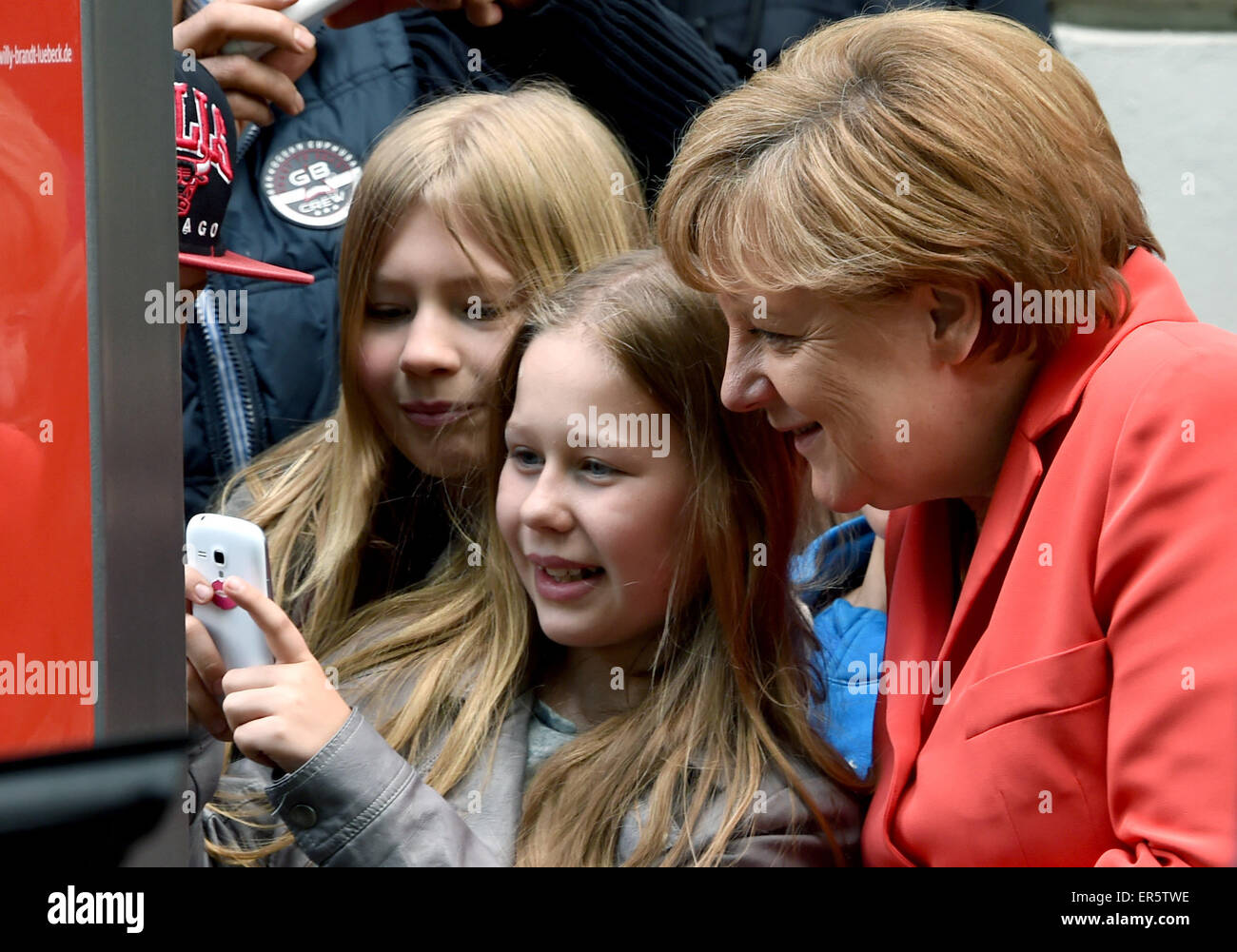Luebeck, Germany. 27th May, 2015. German Chancellor Angela Merkel is ...