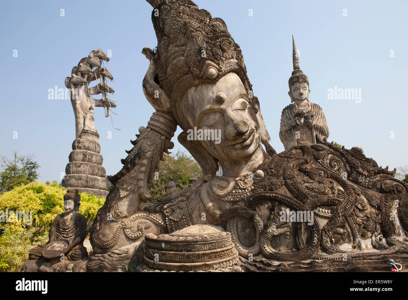 Buddhistic sculptures in Sala Kaeo Ku Park near Nong Khai at the Mekong ...