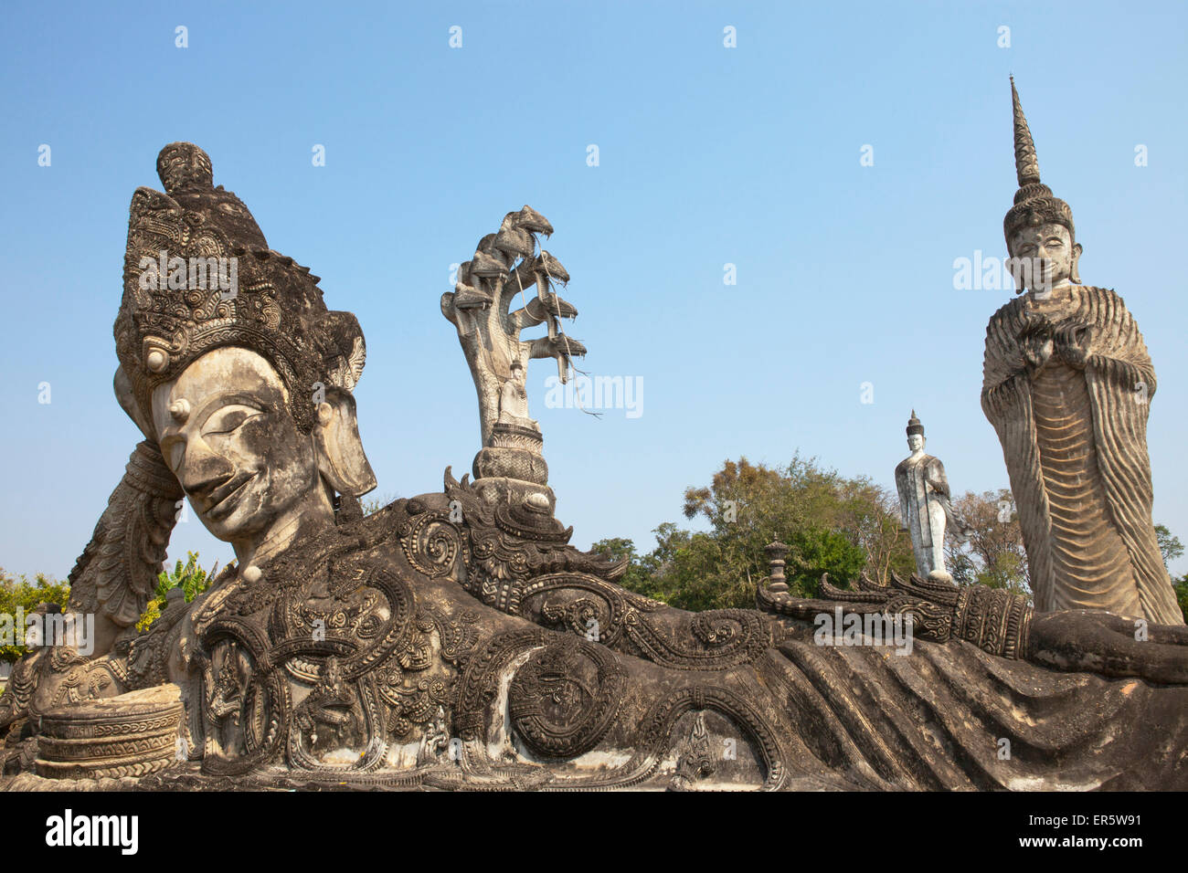 Buddhistic sculptures in Sala Kaeo Ku Park near Nong Khai at the Mekong ...
