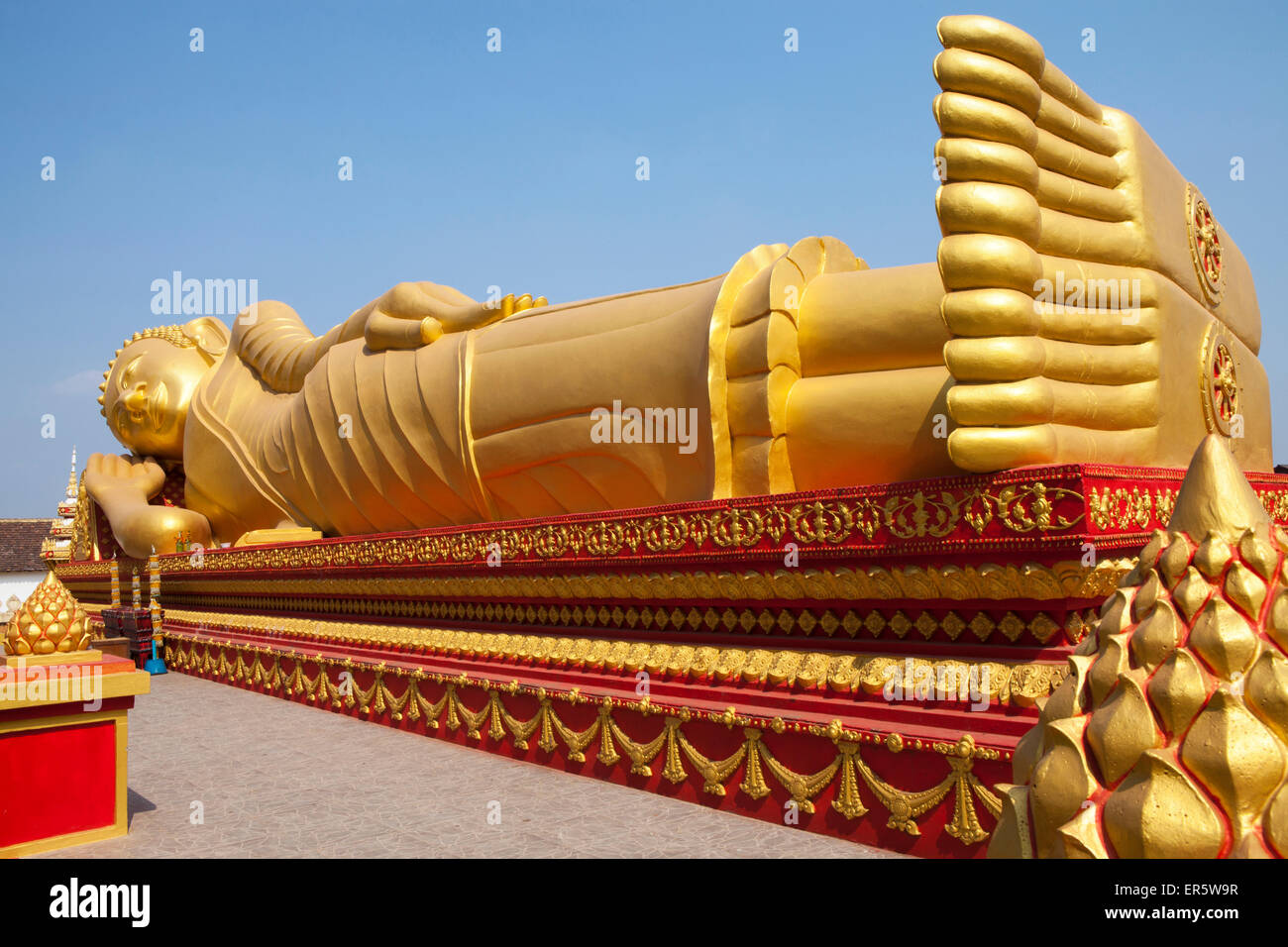 Golden Buddha at Pha That Luang Monument in Vientiane, capital of Laos ...