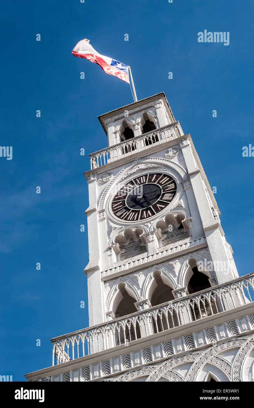 The Torre Reloj (clock tower) on Plaza Prat main square, Iquique is a ...