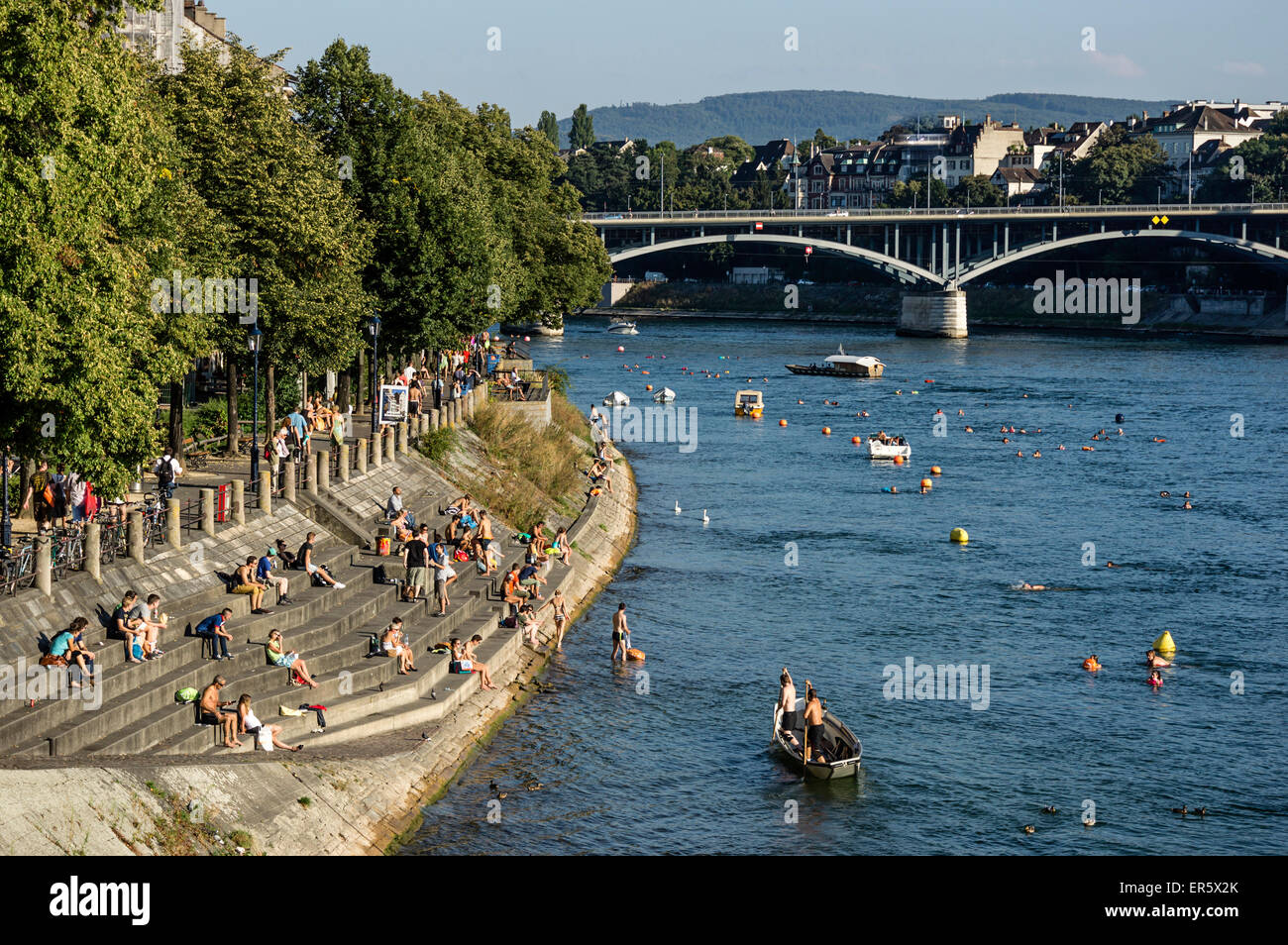 Rhine River in the Summer, Basel, Switzerland Stock Photo - Alamy