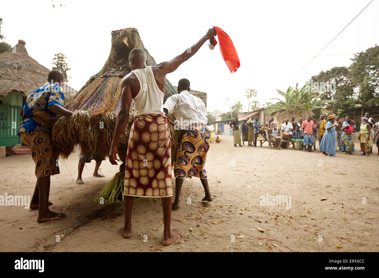 Zangbeton night watchman at a traditional Voudoun ceremony, Agbanakin ...