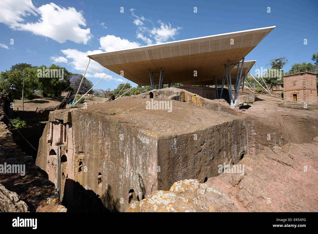 Monolithic church Bete Maryam, roofed monolithic church Bete Medhane ...