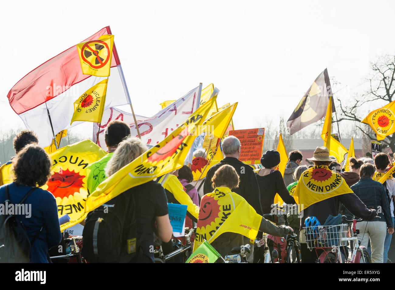 Demonstration against nuclear power in front of the atomic power plant ...