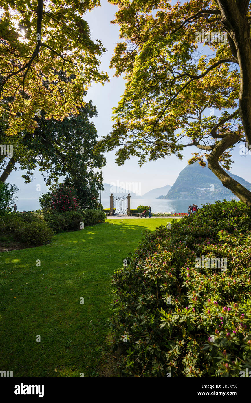 Parco Civico, Lugano, Lake Lugano, canton of Ticino, Switzerland Stock ...