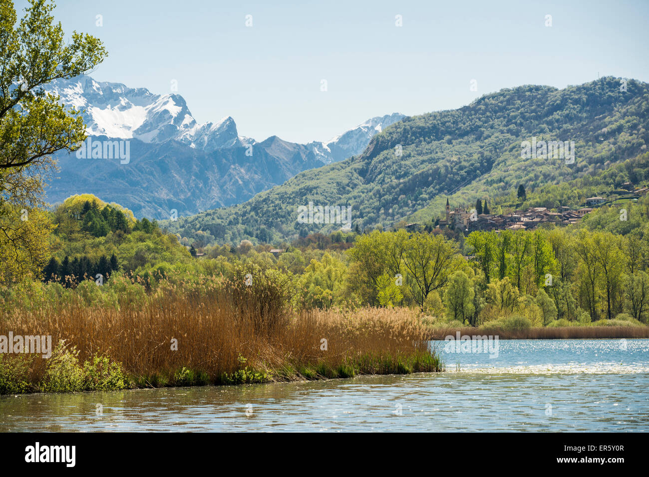Lake, Lago di Piano, near Porlezza, Province of Como, Lombardy, Italia ...
