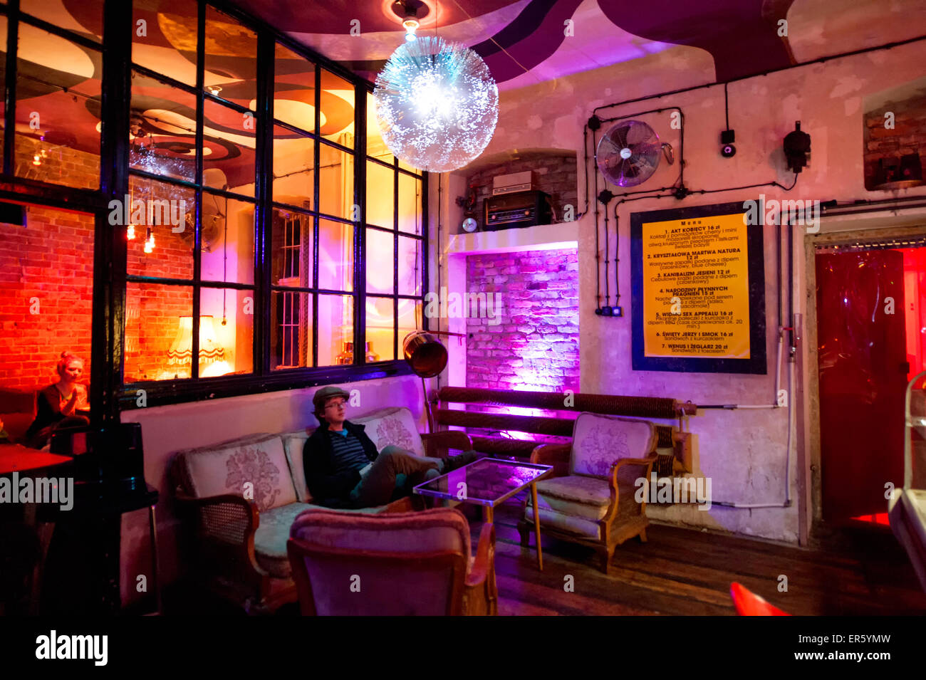 Eclectic contemporary interior of Sen Pszczoly pub, Warsaw, Poland ...