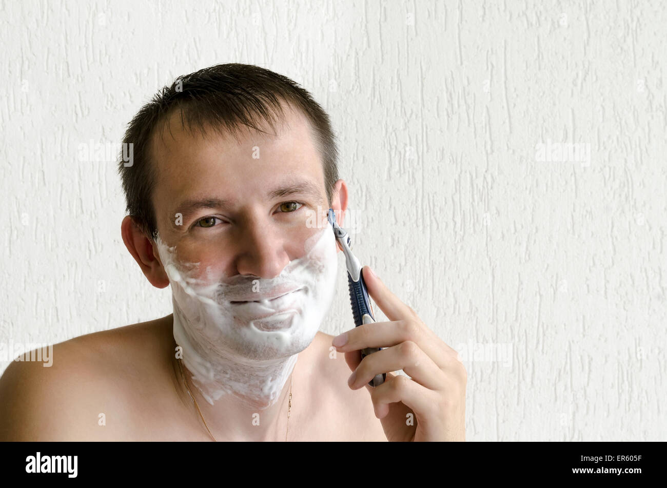 Male beard face shave foam hi-res stock photography and images - Alamy