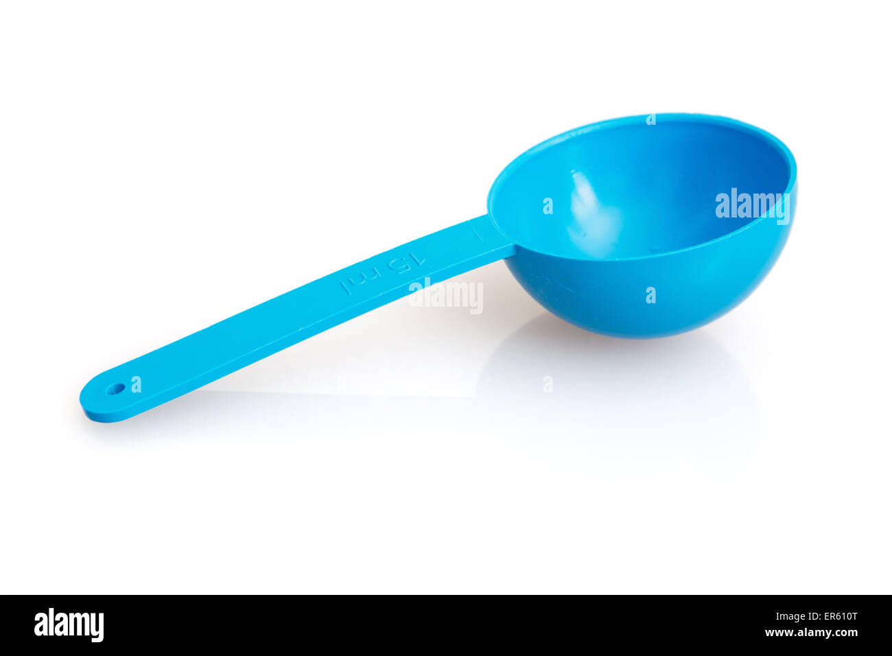 Blue plastic ladle with reflection on the white background Stock Photo ...