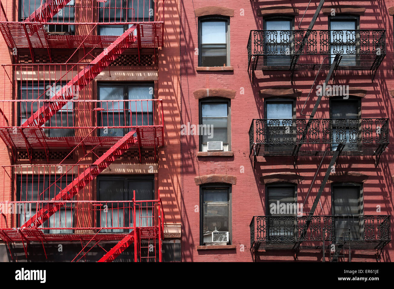 Building with fire escapes, Manhattan, New York, USA Stock Photo - Alamy