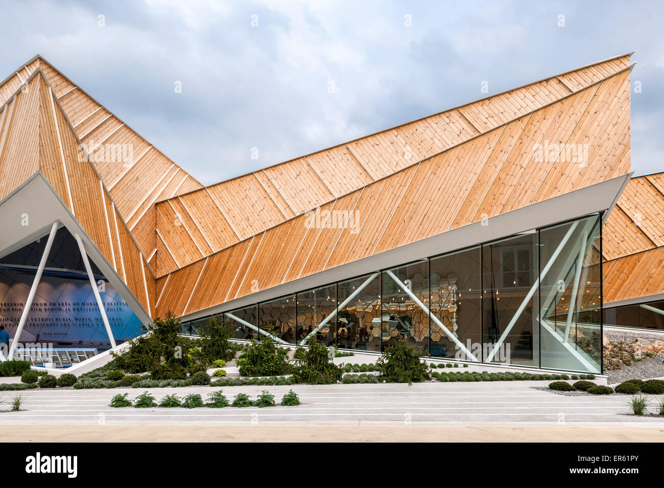 Front elevation timber and glass facade Milan Expo 2015 Slovenia ...