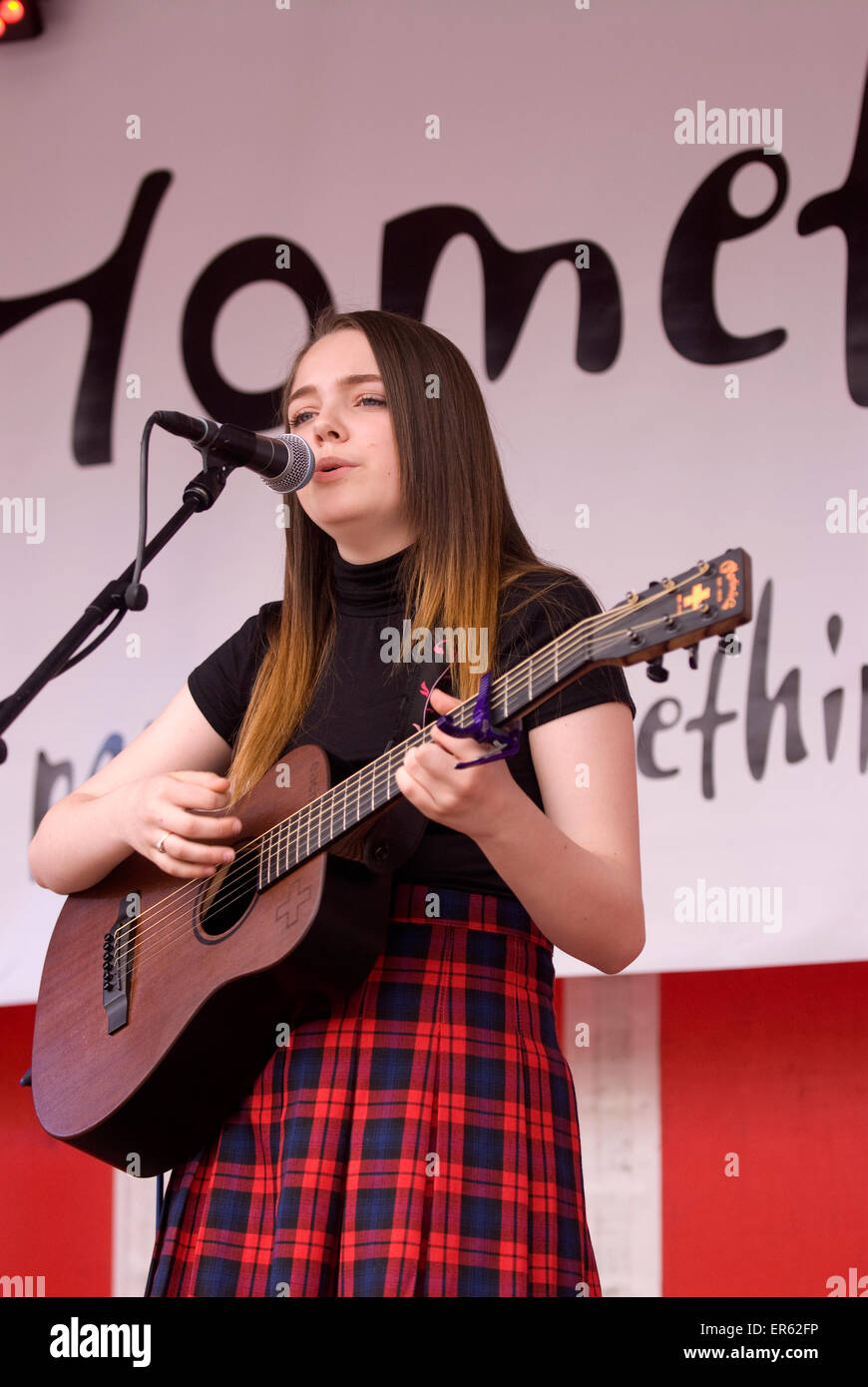 14 year old singer-songwriter Devin Jade performing on stage at the ...