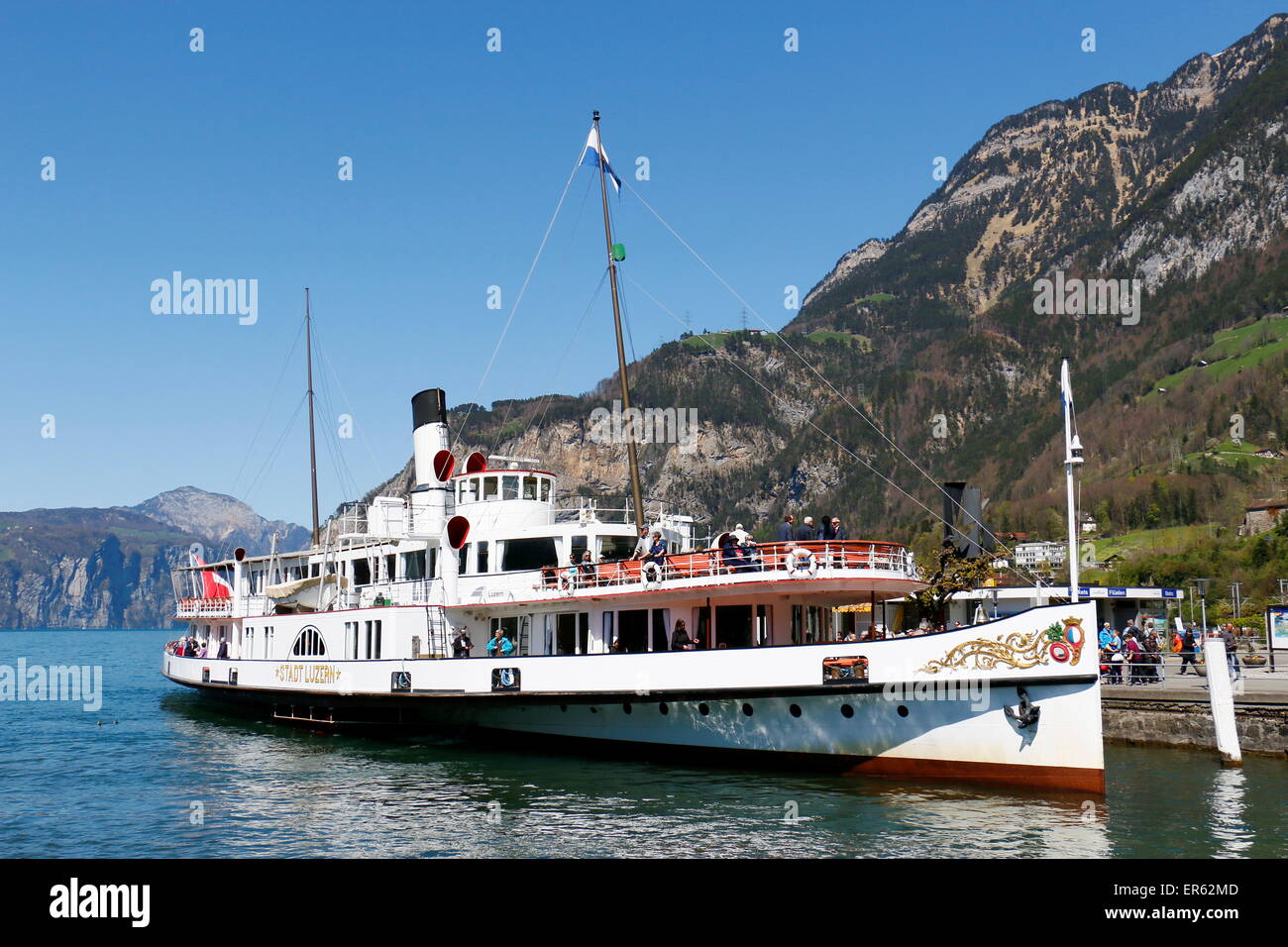 Stadt Luzern paddle steamer on Lake Lucerne, Lucerne, Switzerland Stock ...