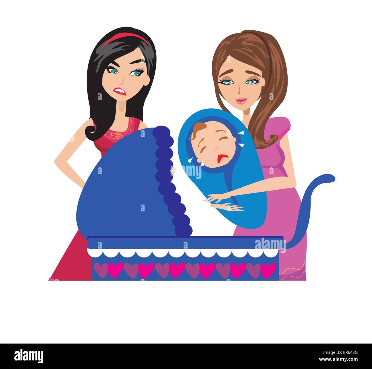 Cartoon illustration mom crying baby hi-res stock photography and ...