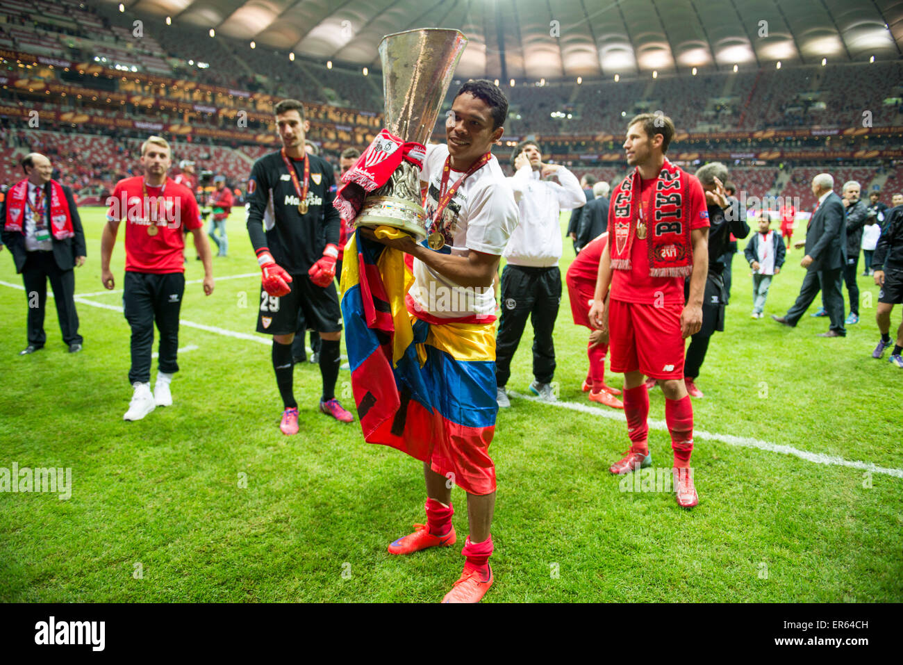 Warsaw, Poland. 27th May, 2015. Carlos Bacca (Sevilla) Football/Soccer ...