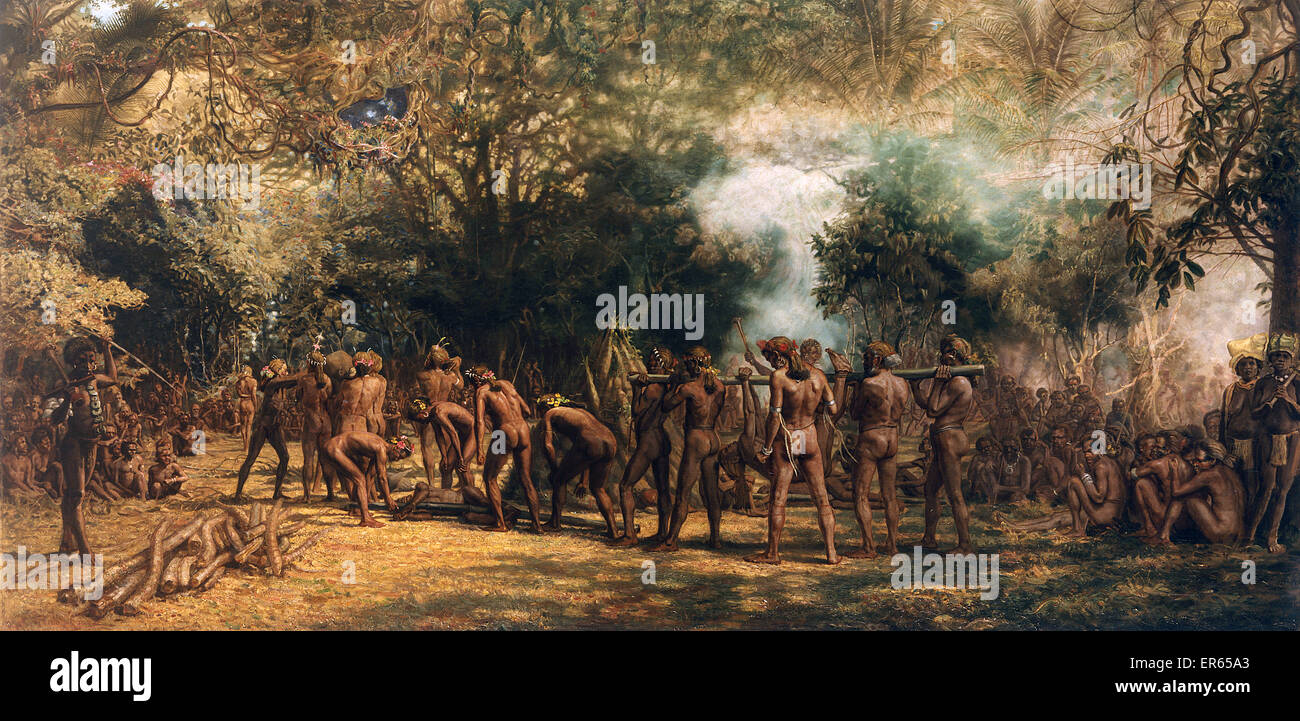 A Cannibal Feast, Charles E Gordon Frazer Stock Photo - Alamy