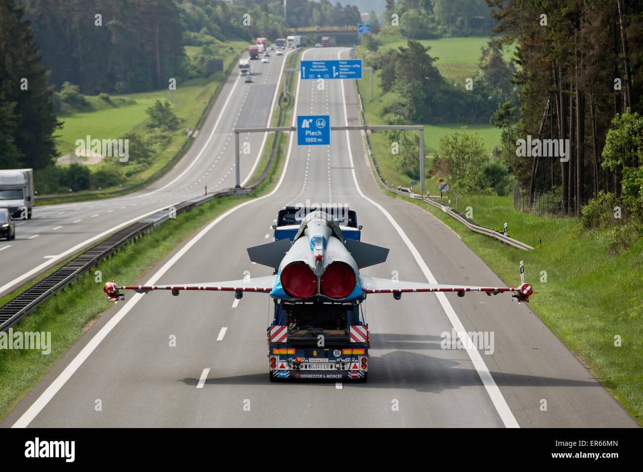 Plech, Germany. 28th May, 2015. A damaged Eurofighter fighter jet is ...