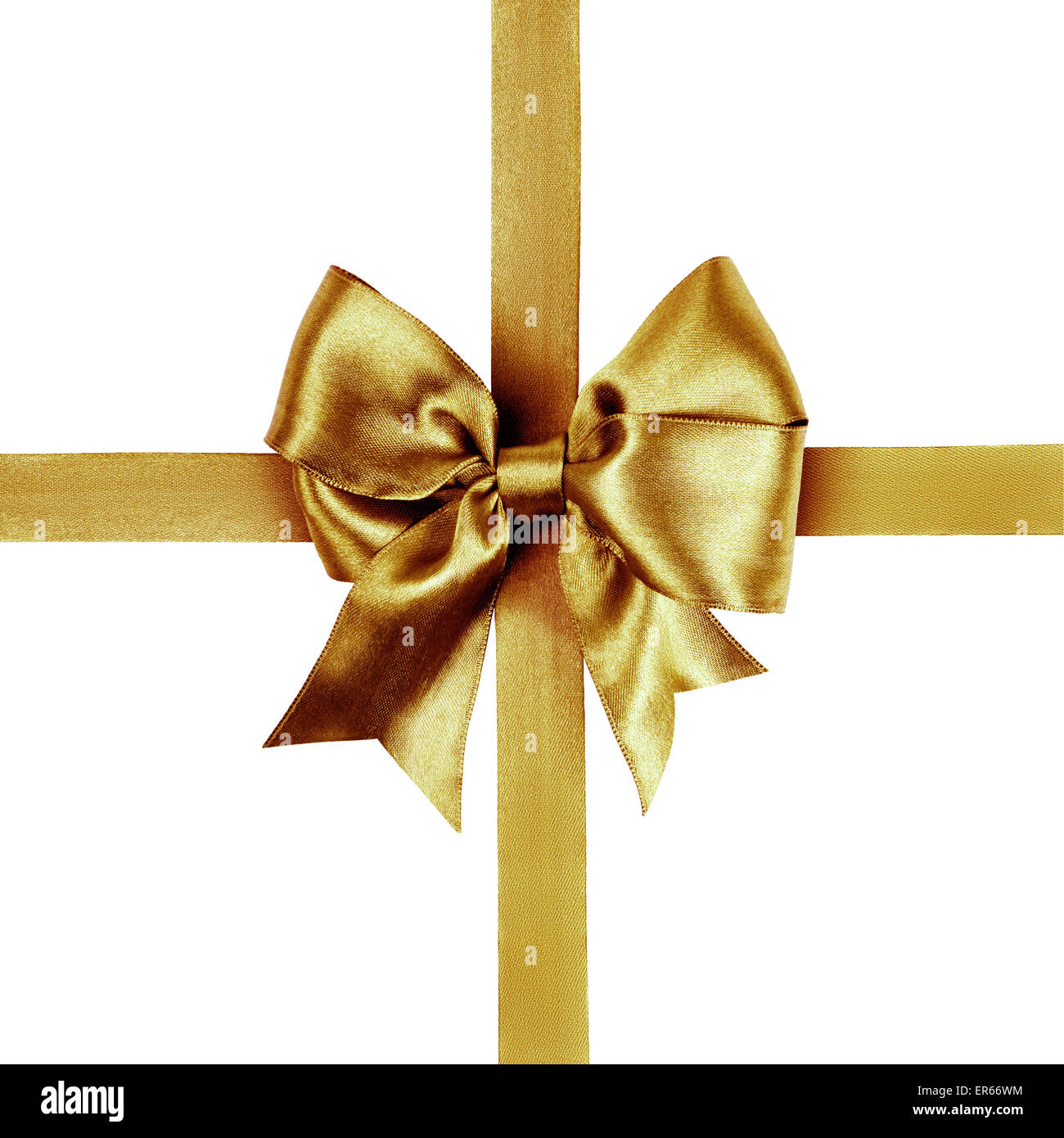 golden bow photo made from silk isolated Stock Photo - Alamy