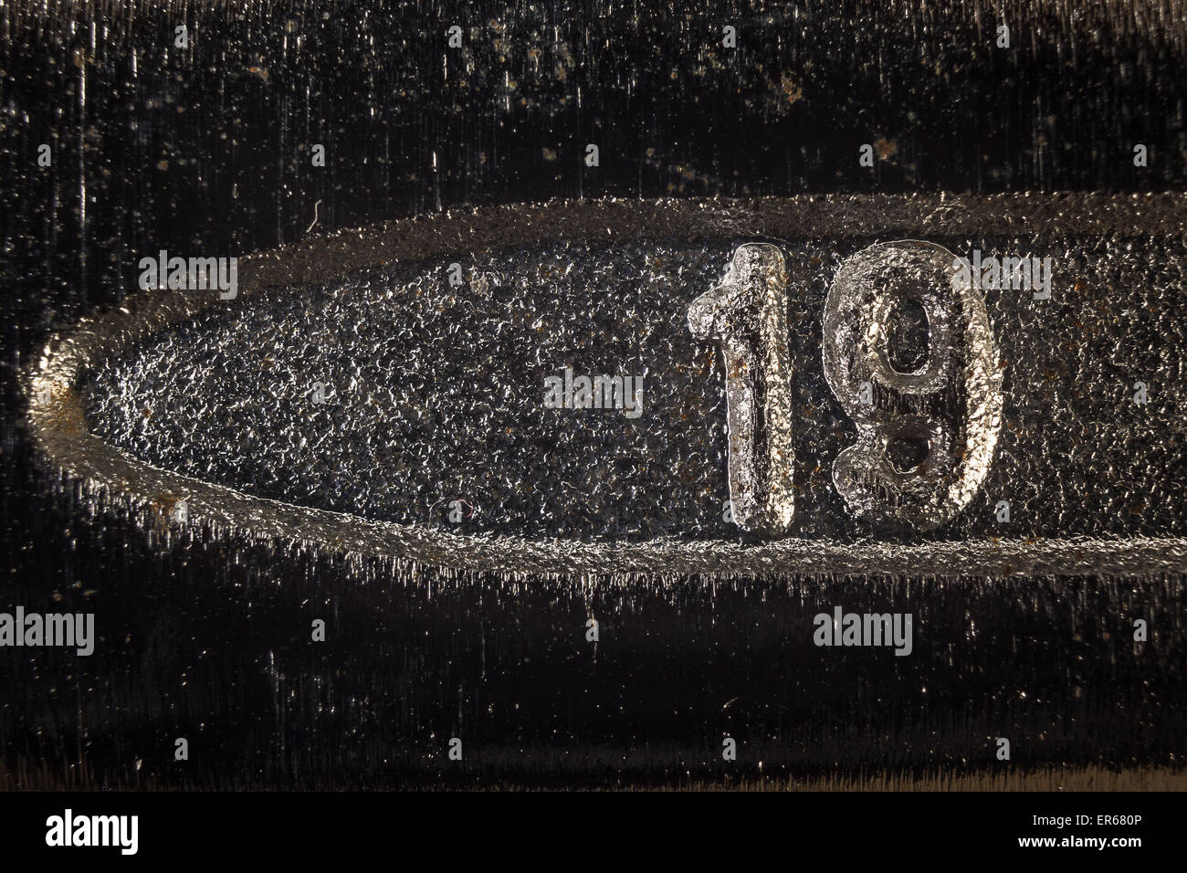 Molten number on metal surface, dusty and dirty surface details Stock ...