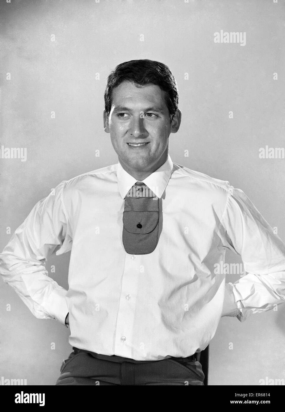 Clothing: Fashion: Menswear: Man wearing shirt and tie. Model: Mike ...