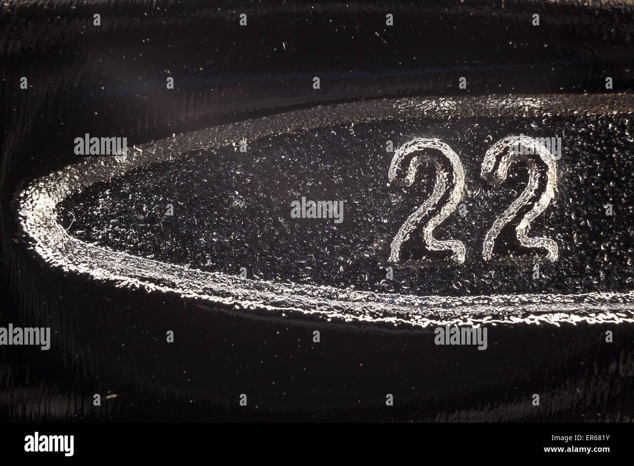 Molten number on metal surface, dusty and dirty surface details Stock ...