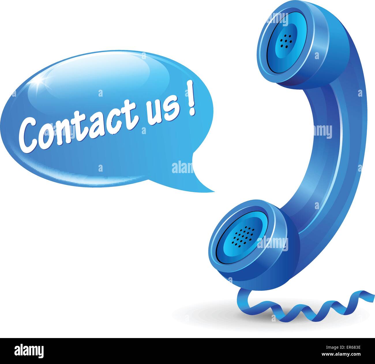 Vector illustration of blue phone with speech bubble for contact icon ...